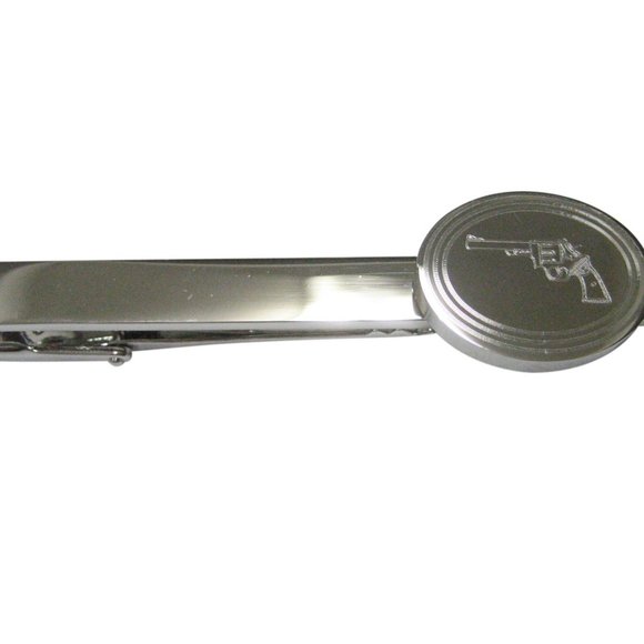Kiola Designs | Accessories | Etched Oval Revolver Gun Pistol Tie Clip ...